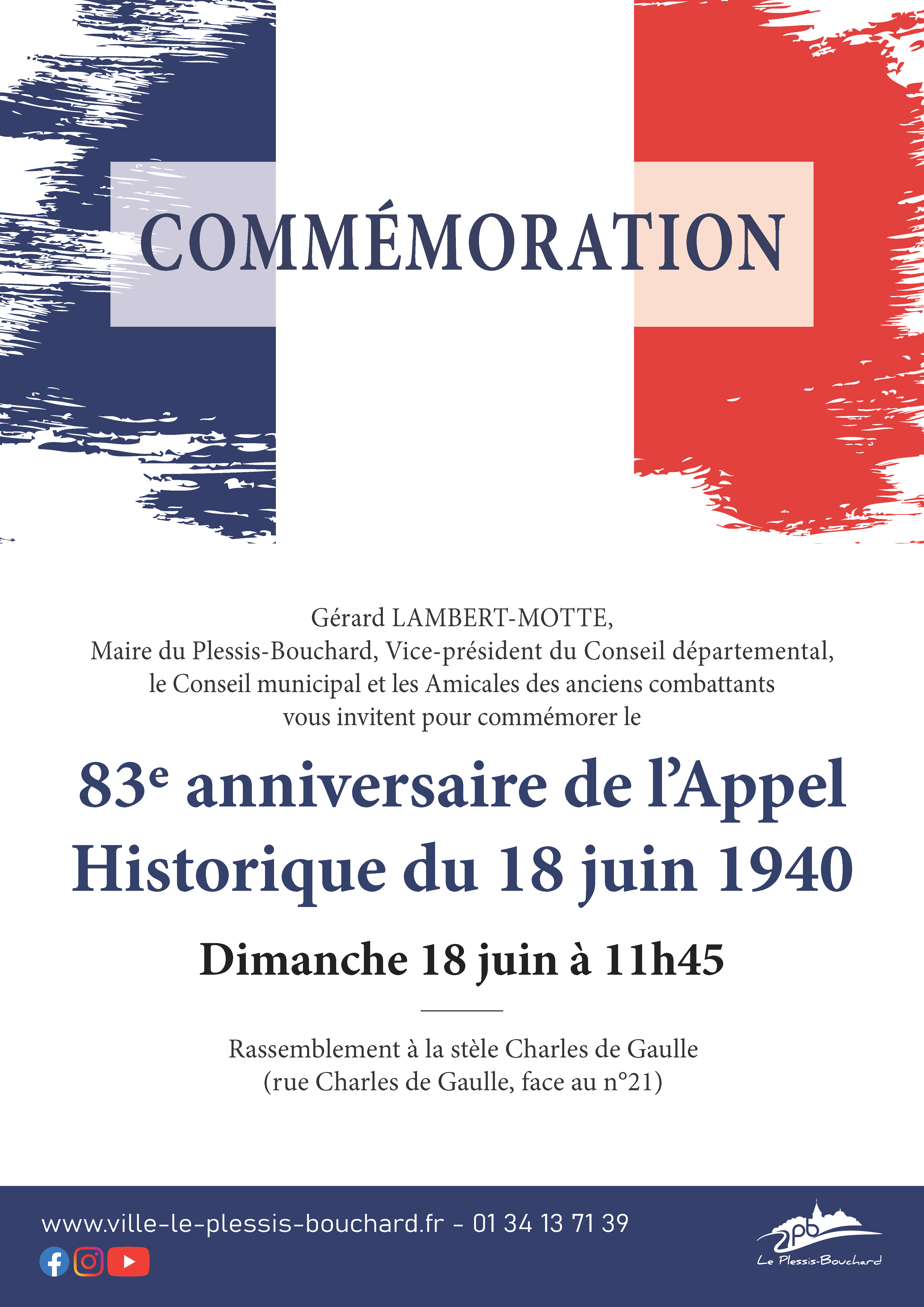 Commémoration : 83e anniversaire de l'Appel Historique du 18 juin 1940 | Le Plessis-Bouchard
